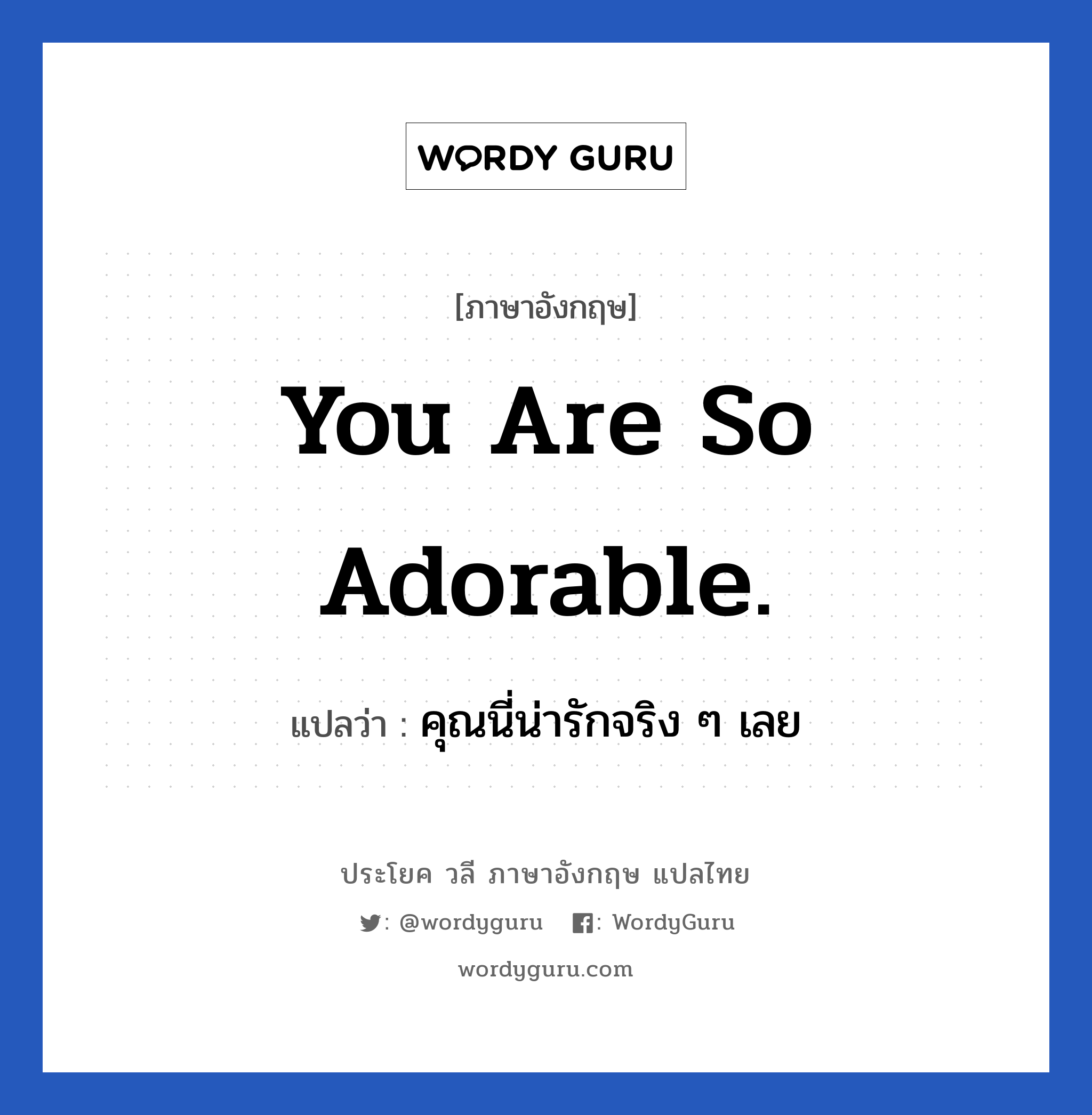 You are so adorable. แปลว่า?